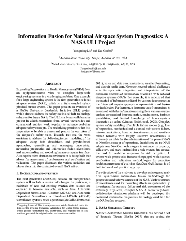 (PDF) Information Fusion for National Airspace System Prognostics