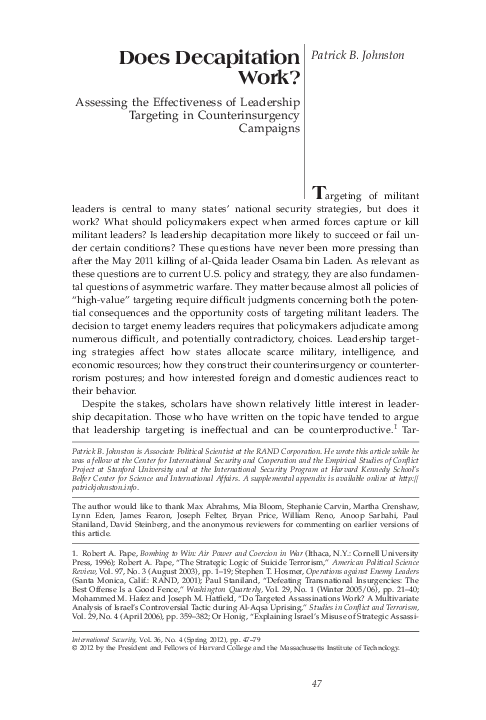 (PDF) Does Decapitation Work?