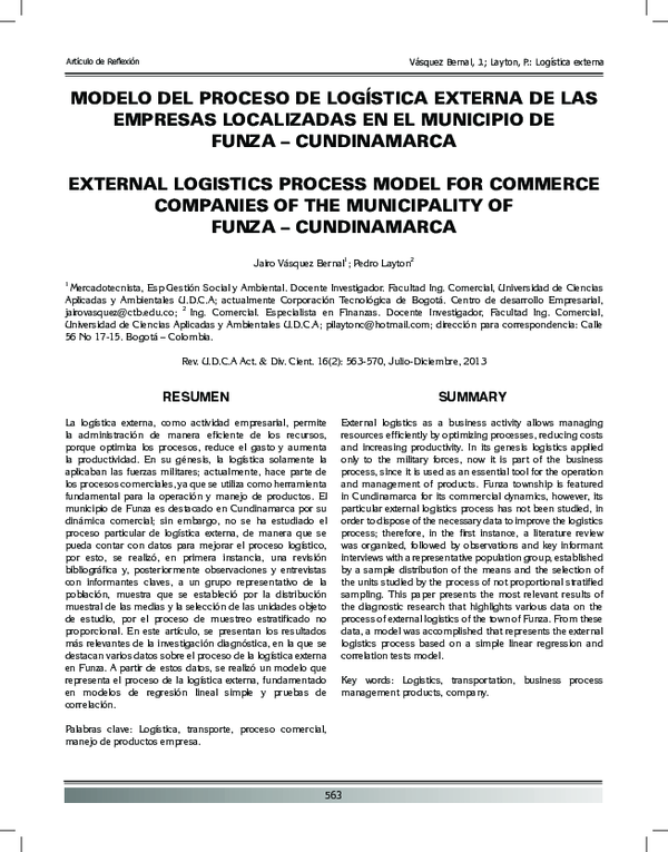 (PDF) Modelo del proceso de logística externa de las empresas ...