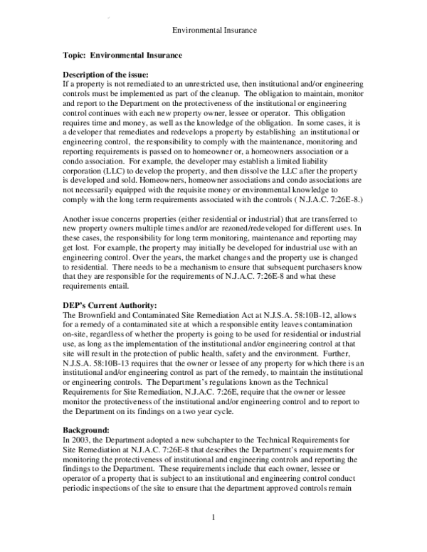 (PDF) Environmental Insurance