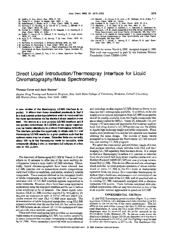(PDF) Direct liquid introduction/thermospray interface for liquid ...