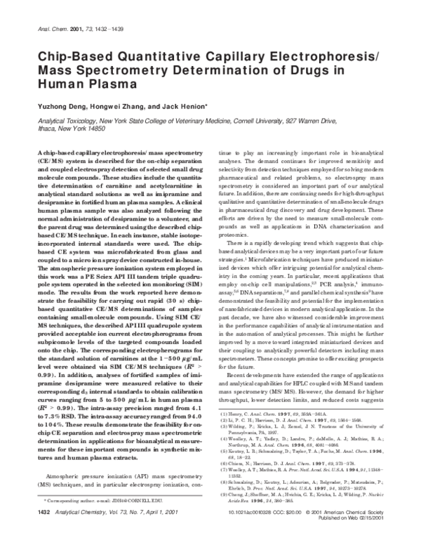 (PDF) Chip-Based Quantitative Capillary Electrophoresis/Mass ...