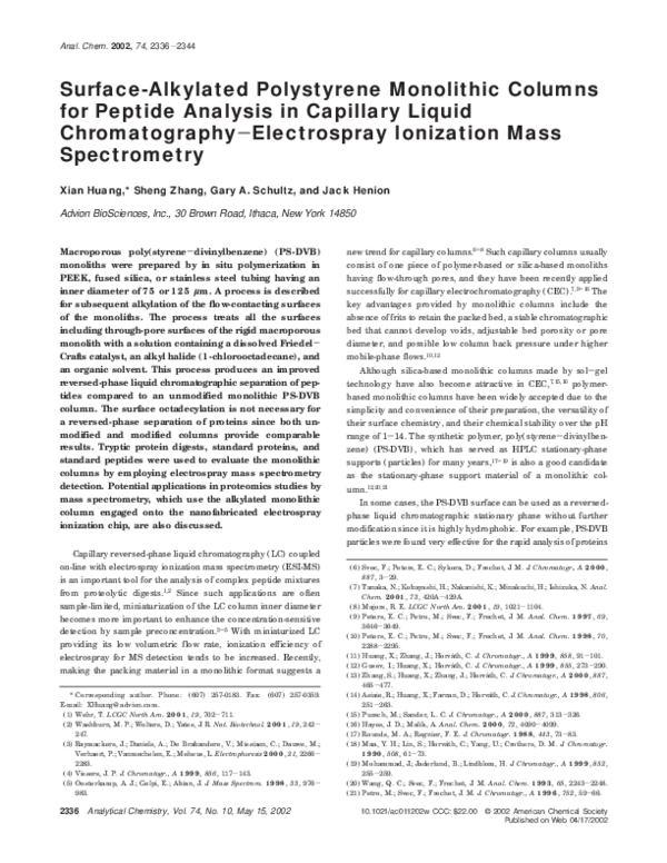 (PDF) Surface-Alkylated Polystyrene Monolithic Columns for Peptide ...