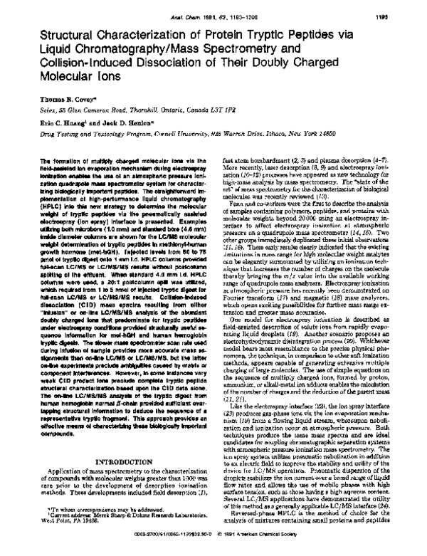 (PDF) Structural characterization of protein tryptic peptides via ...