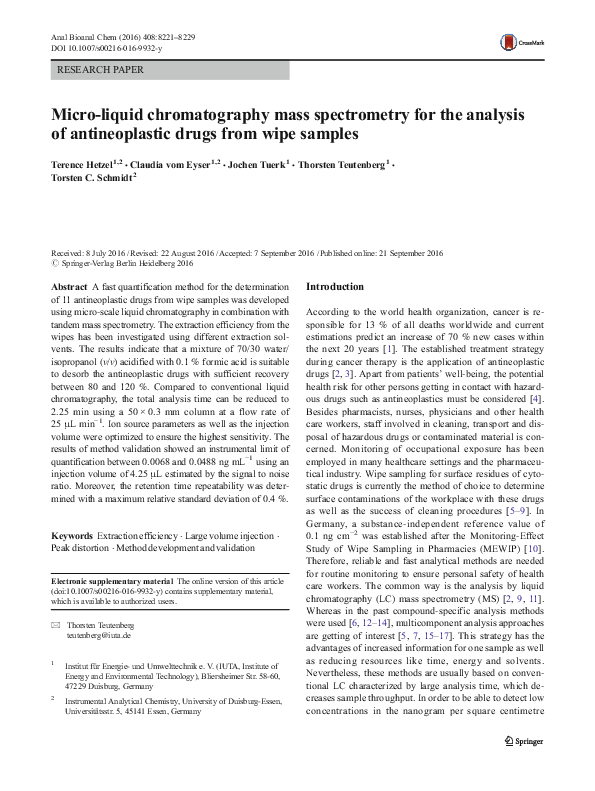 (PDF) Micro liquid chromatography/mass spectrometry diaphragm probe ...