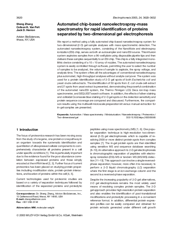 (PDF) Automated chip-based nanoelectrospray-mass spectrometry for rapid ...