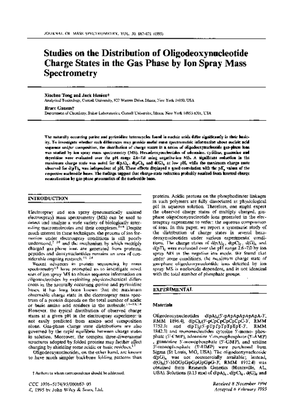 (PDF) Studies on the distribution of oligodeoxynucleotide charge states ...