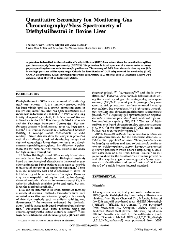 (PDF) Quantitative secondary ion monitoring gas chromatography/mass ...