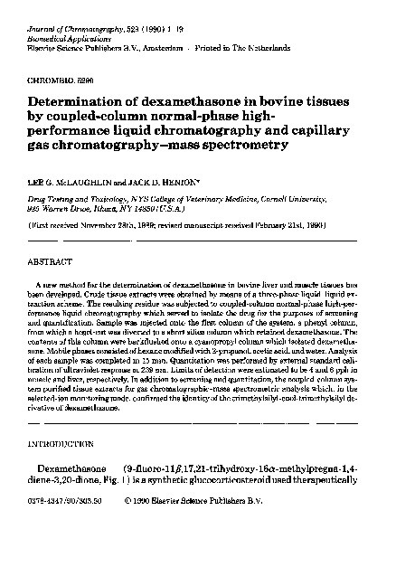 Determination of dexamethasone in bovine tissues by coupled-column ...