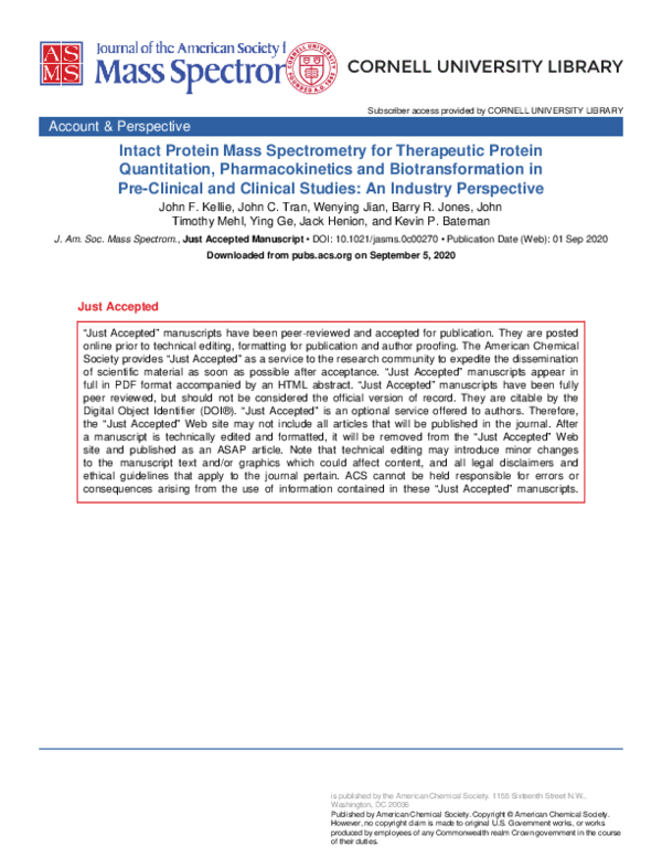 (PDF) Intact Protein Mass Spectrometry for Therapeutic Protein ...