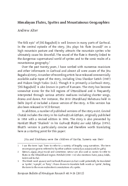 (PDF) Himalayan flutes, sprites and mountainous geographies