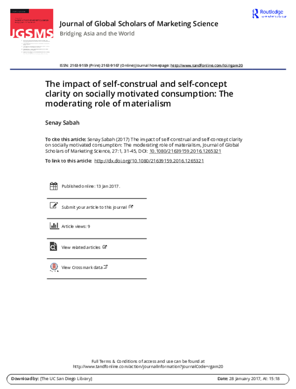 (PDF) The impact of self-construal and self-concept clarity on socially ...