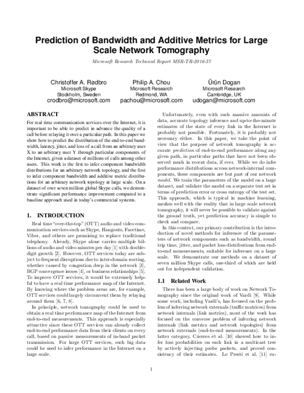 Pdf Prediction Of Bandwidth And Additive Metrics For Large Scale
