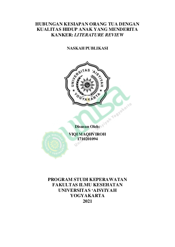 (PDF) Hubungan Kesiapan Orang Tua Dengan Kualitas Hidup Anak Yang Menderita Kanker: Literature ...