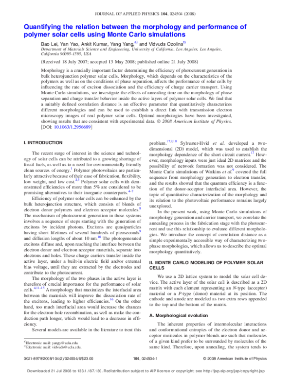 (PDF) Quantifying the relation between the morphology and performance ...