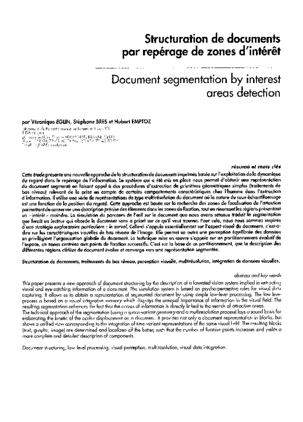 (PDF) Document segmentation by interest areas detection