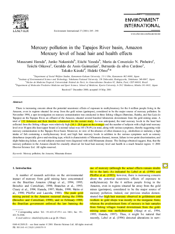 (PDF) Mercury pollution in the Tapajos River basin, Amazon