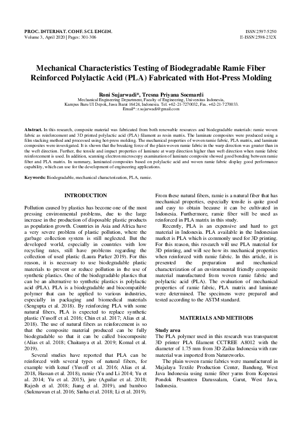 (PDF) Mechanical Characteristics Testing of Biodegradable Ramie Fiber ...