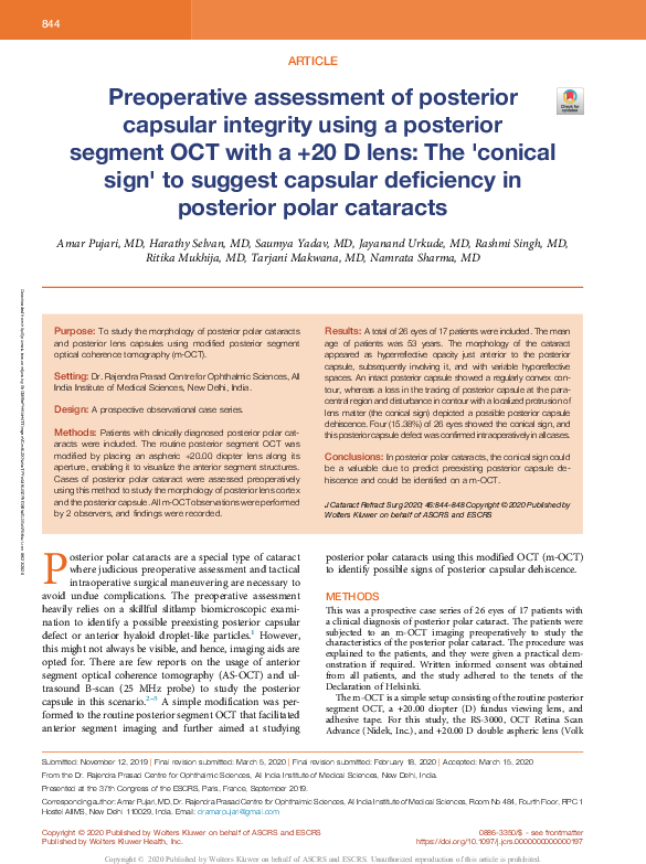 (PDF) Preoperative assessment of posterior capsular integrity using ...