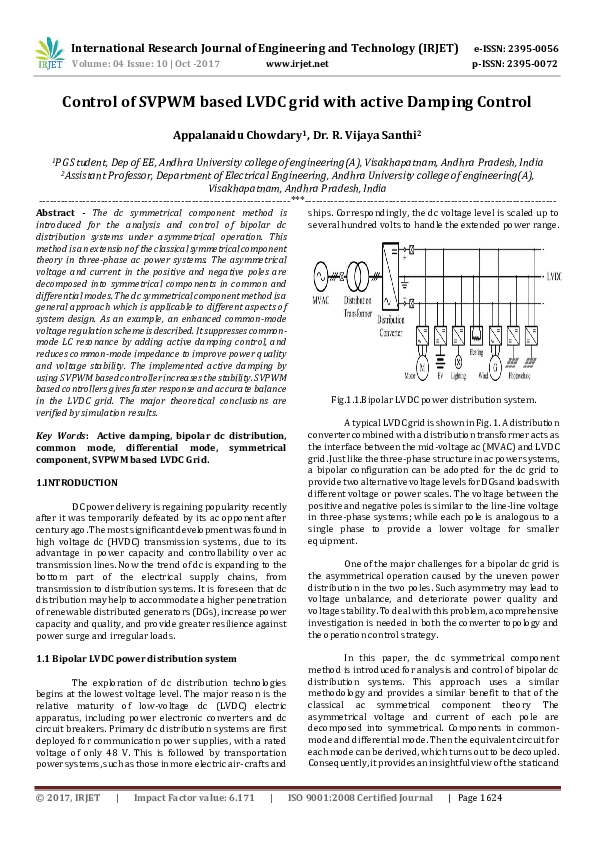 (PDF) Control of SVPWM based LVDC grid with active Damping Control | vijaya santhi - Academia.edu