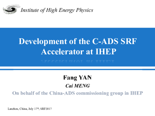 (PDF) Development of the C-ADS SRF Accelerator at IHEP