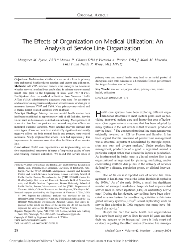 (PDF) The Effects of Organization on Medical Utilization: An Analysis ...