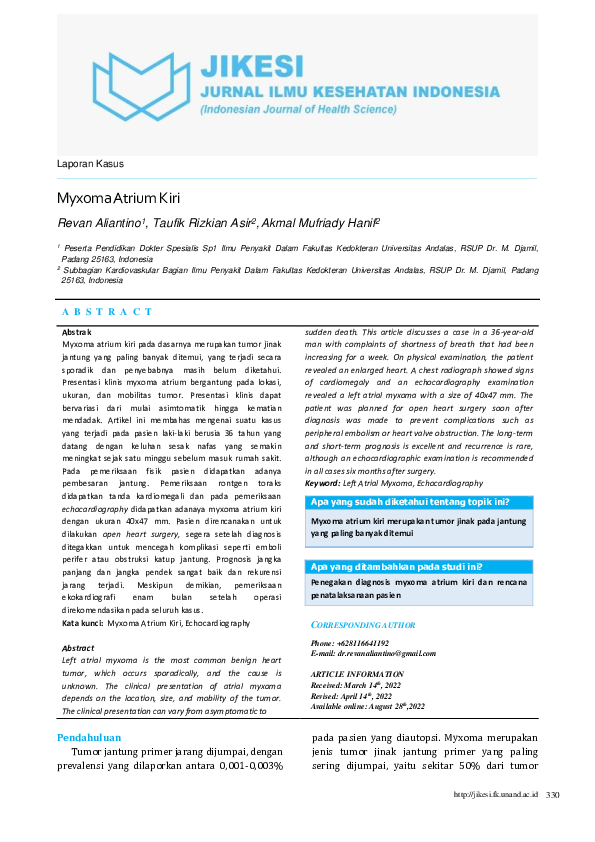 (PDF) Myxoma Atrium Kiri