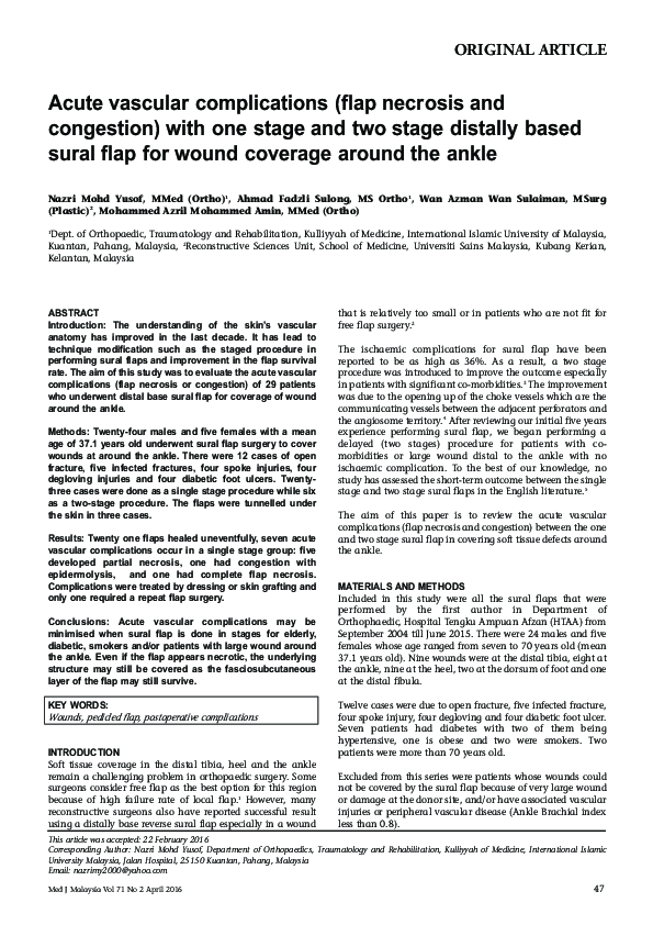 (PDF) Acute vascular complications (flap necrosis and congestion) with ...