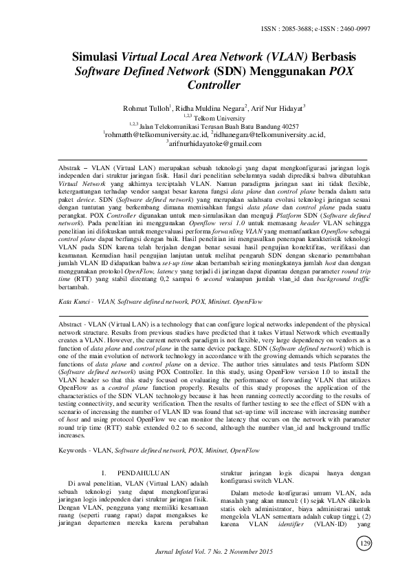(PDF) Simulasi Virtual Local Area Network (Vlan) Berbasis Software Defined Network (SDN ...