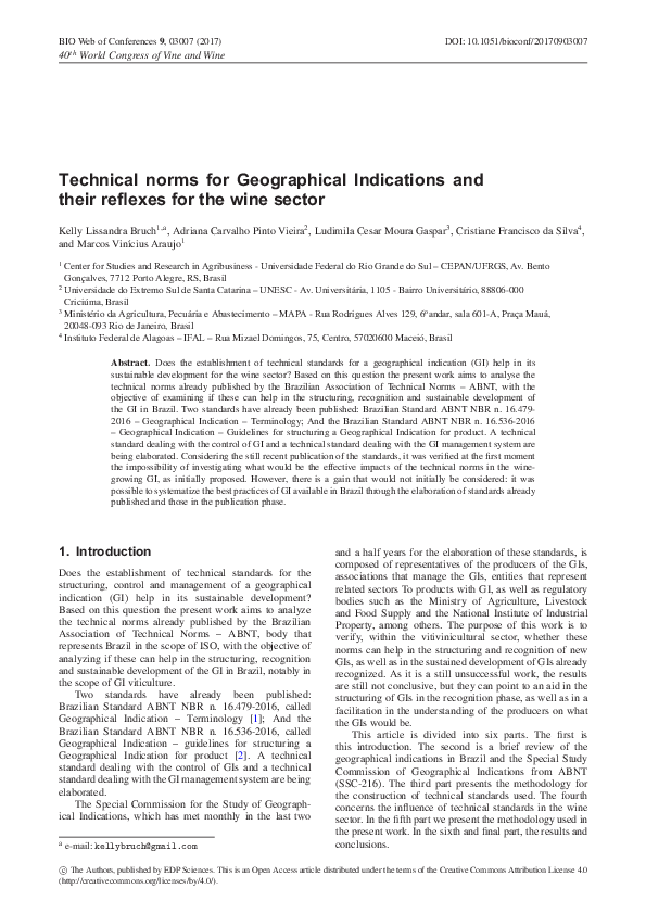 (PDF) Technical norms for Geographical Indications and their reflexes ...
