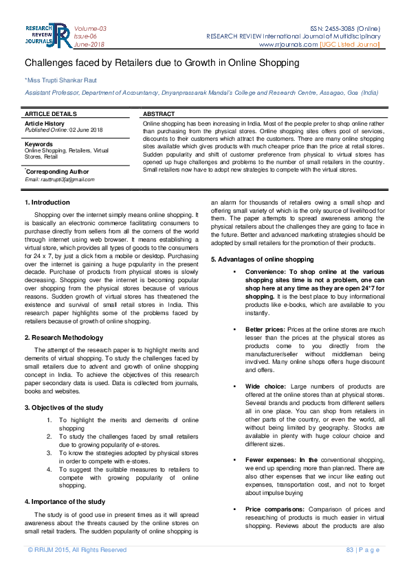 (PDF) Challenges Faced By Retailers Due To Growth In Online Shopping