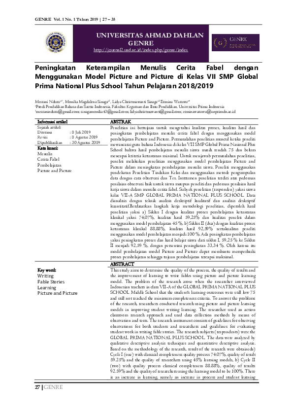 (PDF) Peningkatan Keterampilan Menulis Cerita Fabel Dengan Menggunakan ...