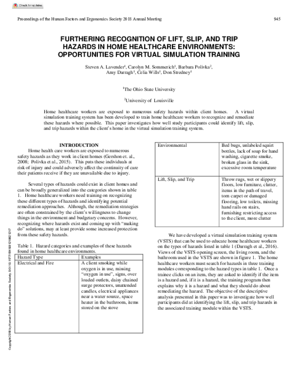 (PDF) Furthering Recognition of Lift, Slip, And Trip Hazards in Home ...