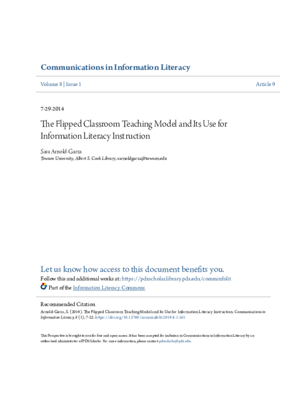 Pdf Flipped Classroom For Info Literacy Instruction