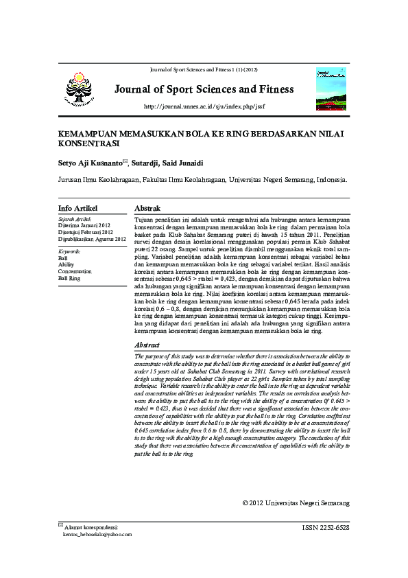 (PDF) Kemampuan Memasukkan Bola Ke Ring Berdasarkan Nilai Konsentrasi