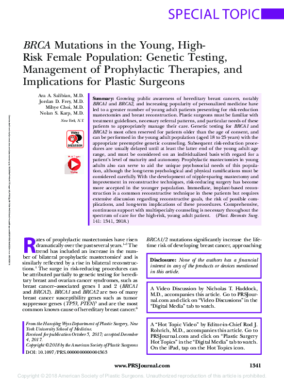 (PDF) BRCA Mutations in the Young, High-Risk Female Population | Nolan Karp - Academia.edu