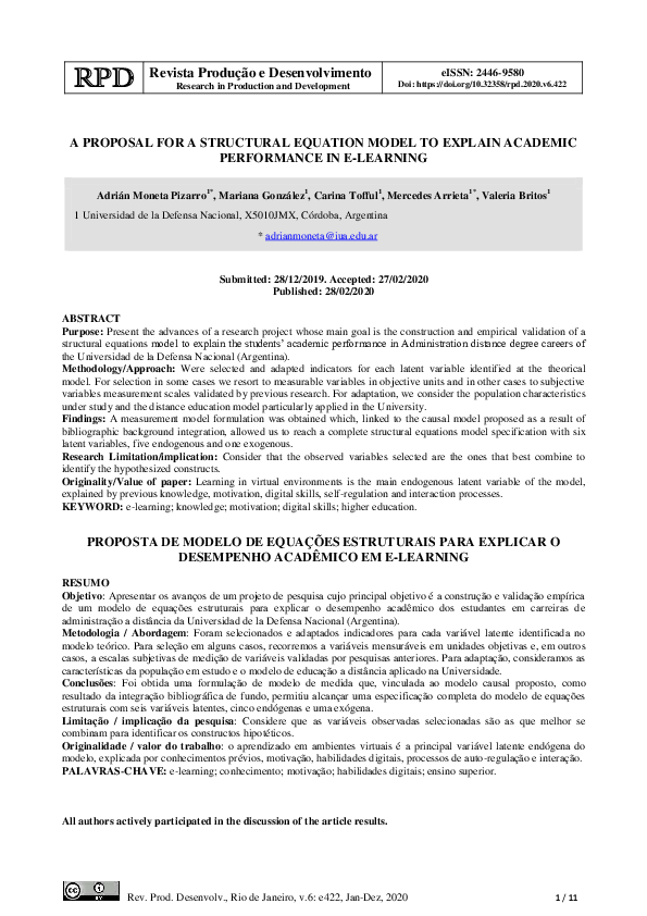 (PDF) A Proposal for a Structural Equation Model to Explain Academic ...