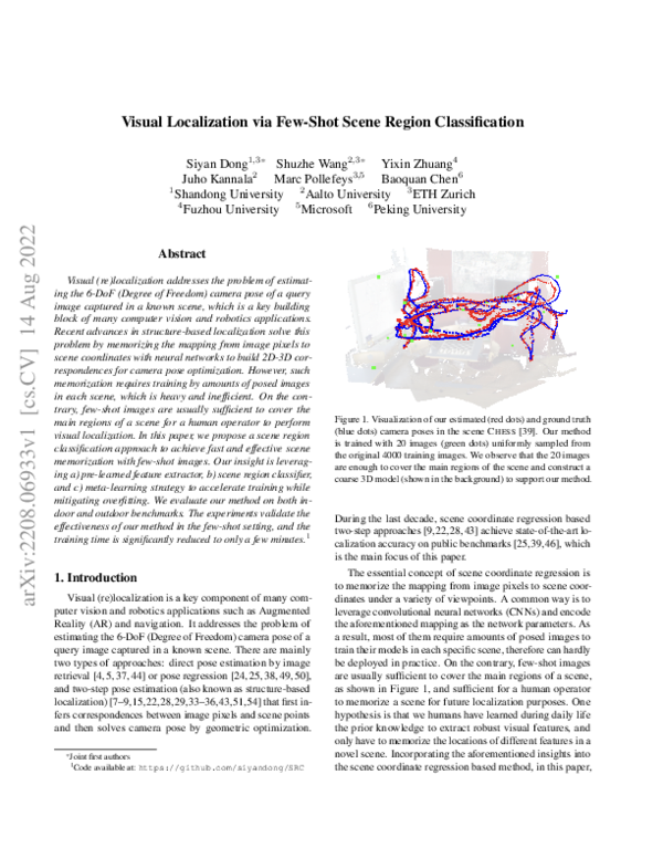 Pdf Visual Localization Via Few Shot Scene Region Classification