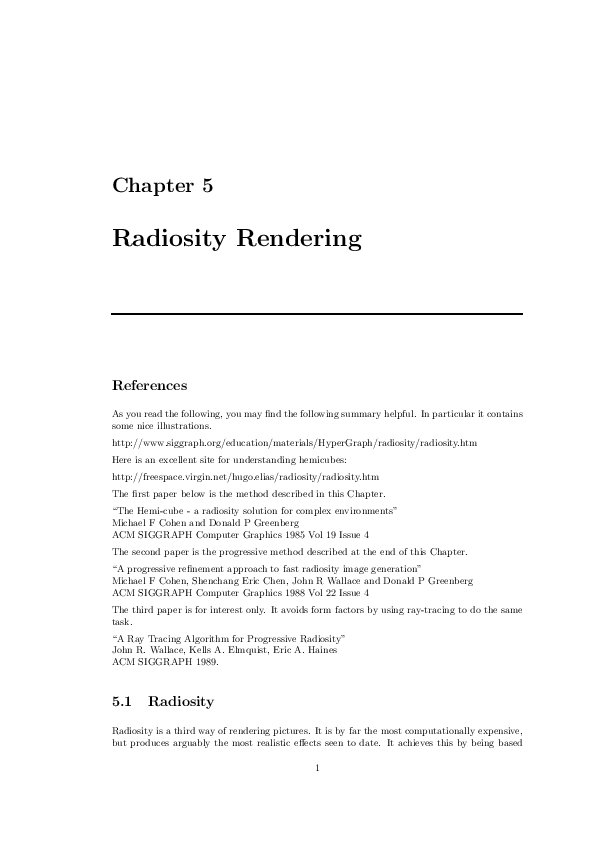 (PDF) A Ray tracing algorithm for progressive radiosity (PDF) A Ray tracing algorithm for progressive radiosity