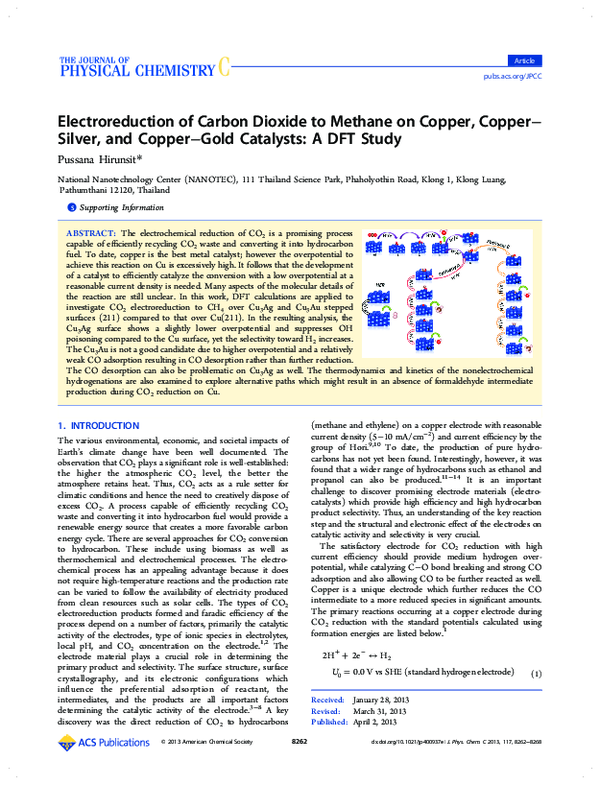 (PDF) Electroreduction of Carbon Dioxide to Methane on Copper, Copper ...