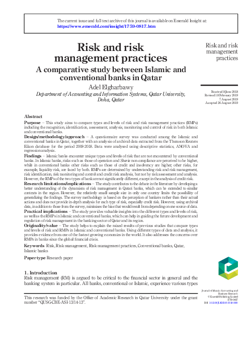 (PDF) Risk and risk management practices