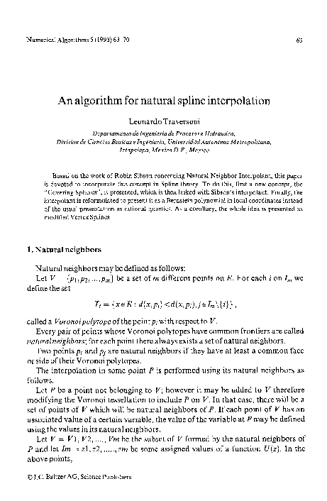 (PDF) An algorithm for natural spline interpolation
