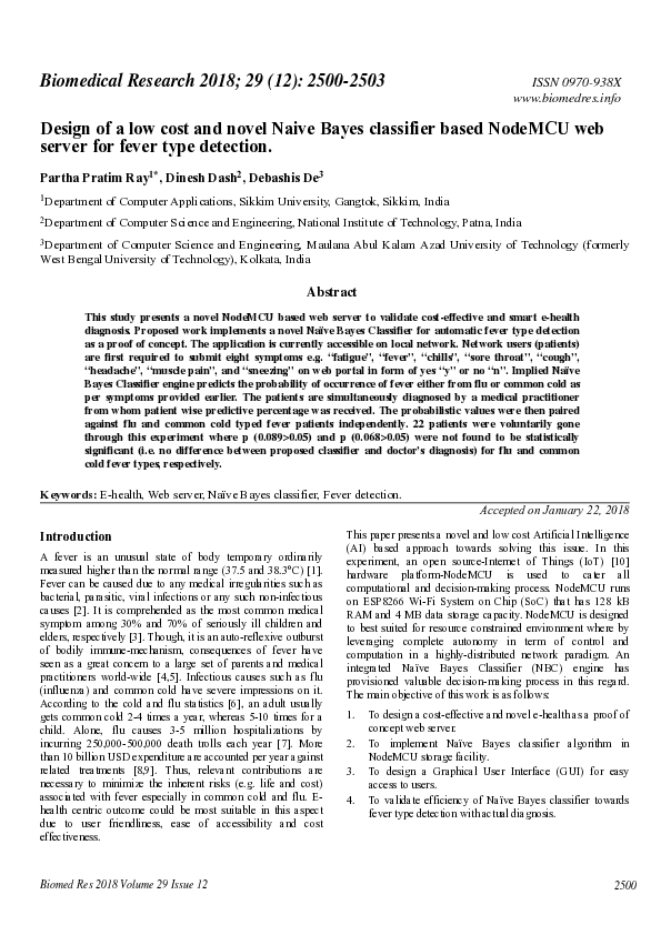 (PDF) Design of a low cost and novel Naive Bayes classifier based ...