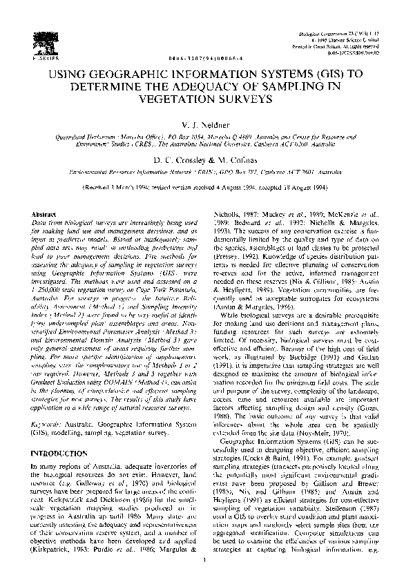 Pdf Using Geographic Information Systems Gis To Determine The Adequacy Of Sampling In 