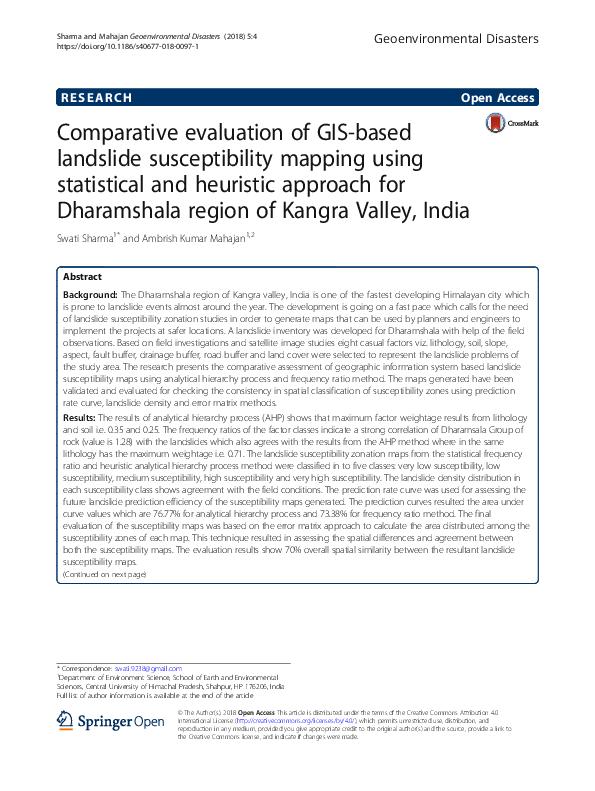 Pdf Comparative Evaluation Of Gis Based Landslide Susceptibility Mapping Using Statistical And