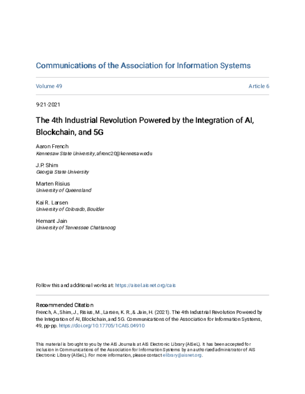 (PDF) The 4th Industrial Revolution Powered by the Integration of AI ...