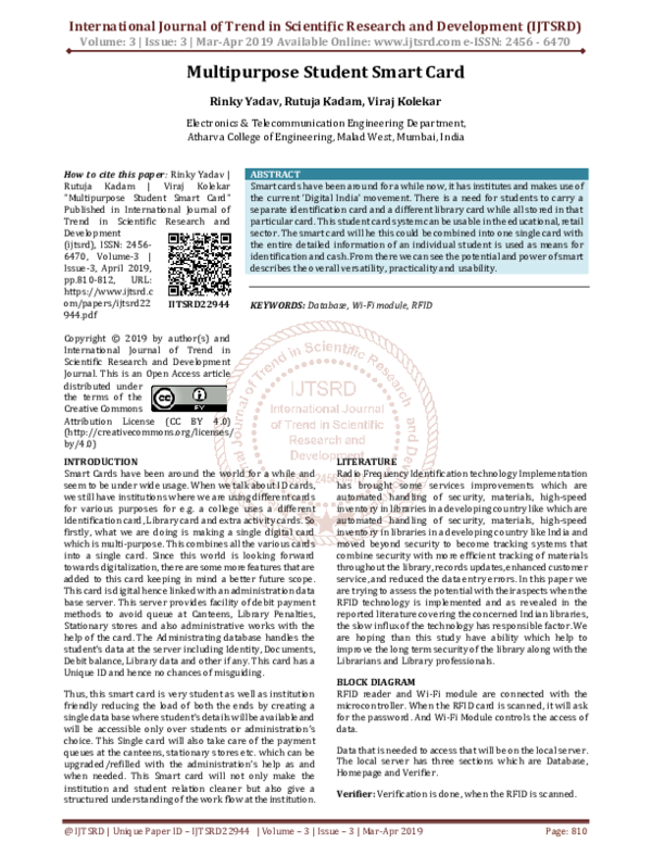 (PDF) Multipurpose Student Smart Card