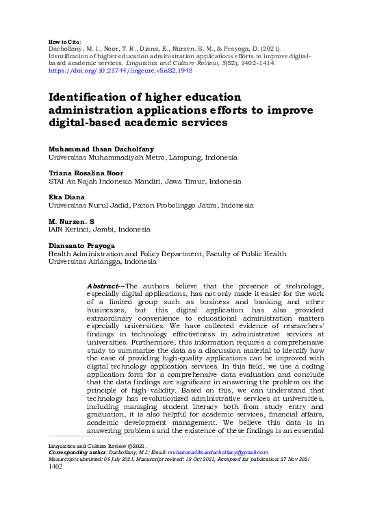 (PDF) Identification of higher education administration applications ...