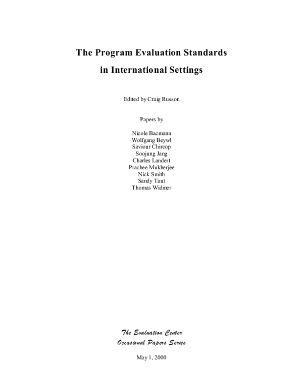 (PDF) The program evaluation standards in international settings