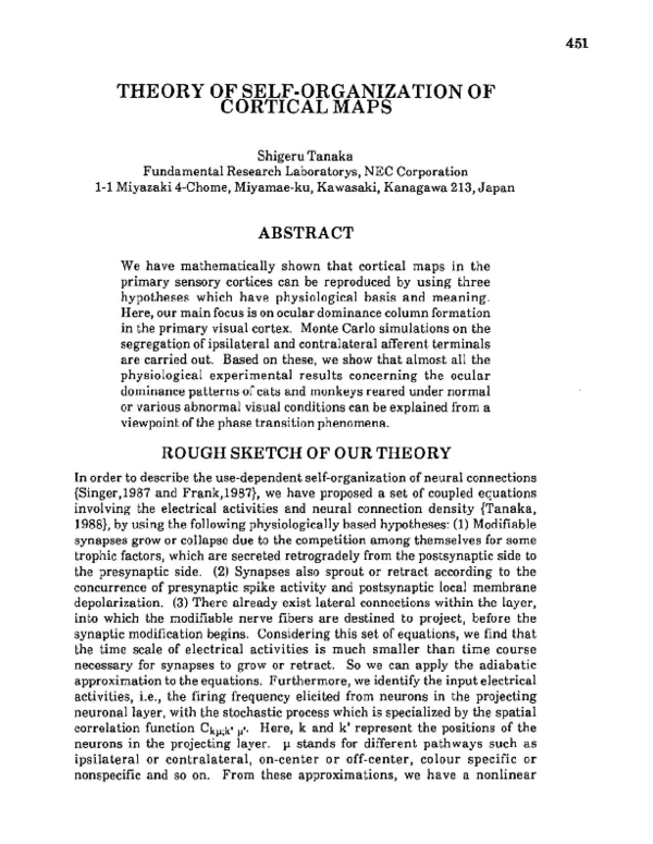 (PDF) Self-Organization in Cortical Maps: Ocular Dominance Formation